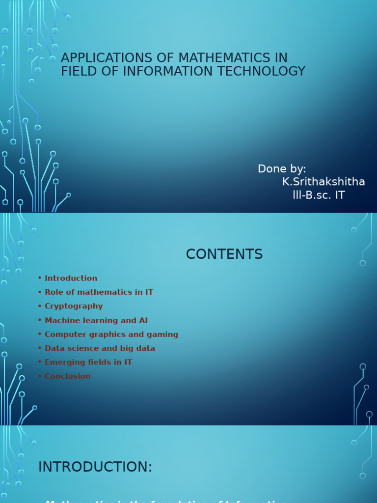 Applications of Mathematics in Field of Information Technology | PDF | Cryptography | Machine ...