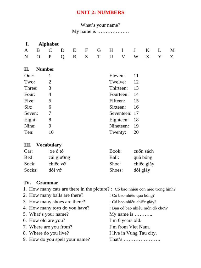 Unit 2. Numbers | PDF