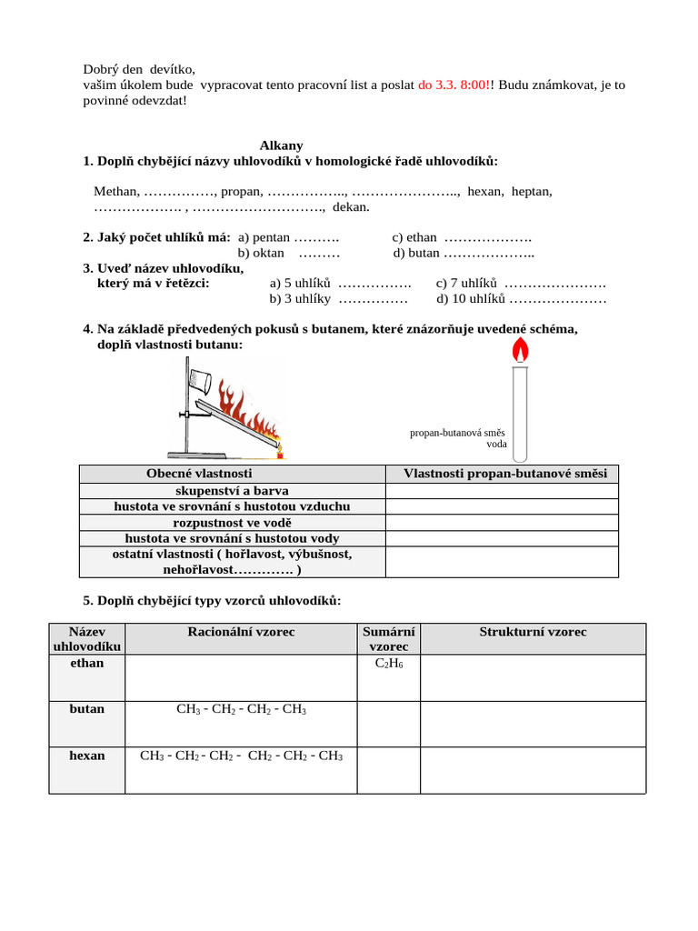 1 3 Chemie Alkany Prac List | PDF