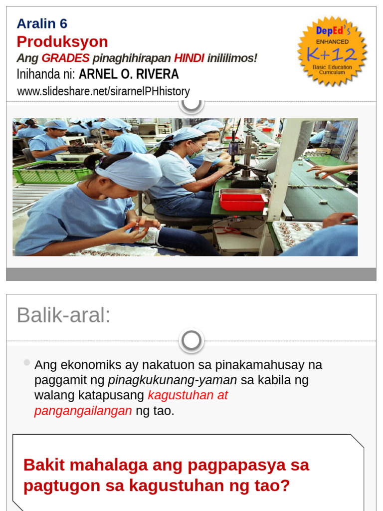 Aralin6 Produksyon 170424085737 | PDF