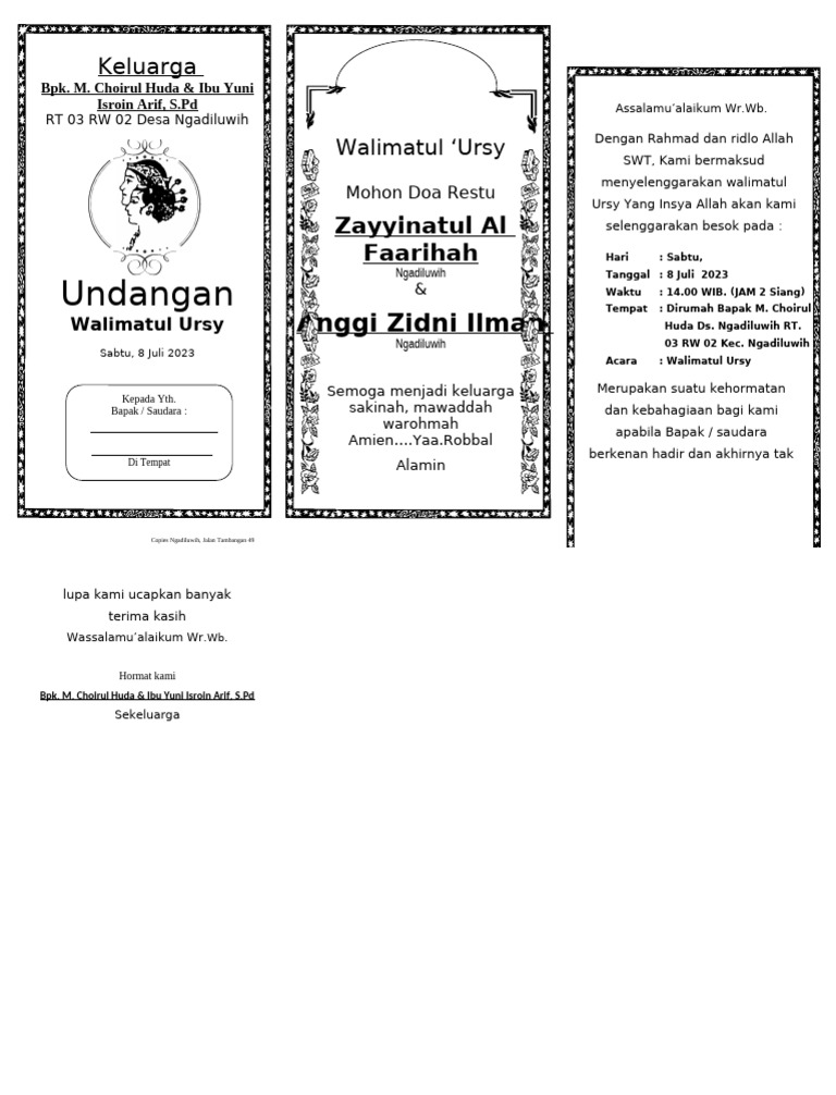 Undangan Walimatul Ursy Lipat 3 Doc 6 | PDF