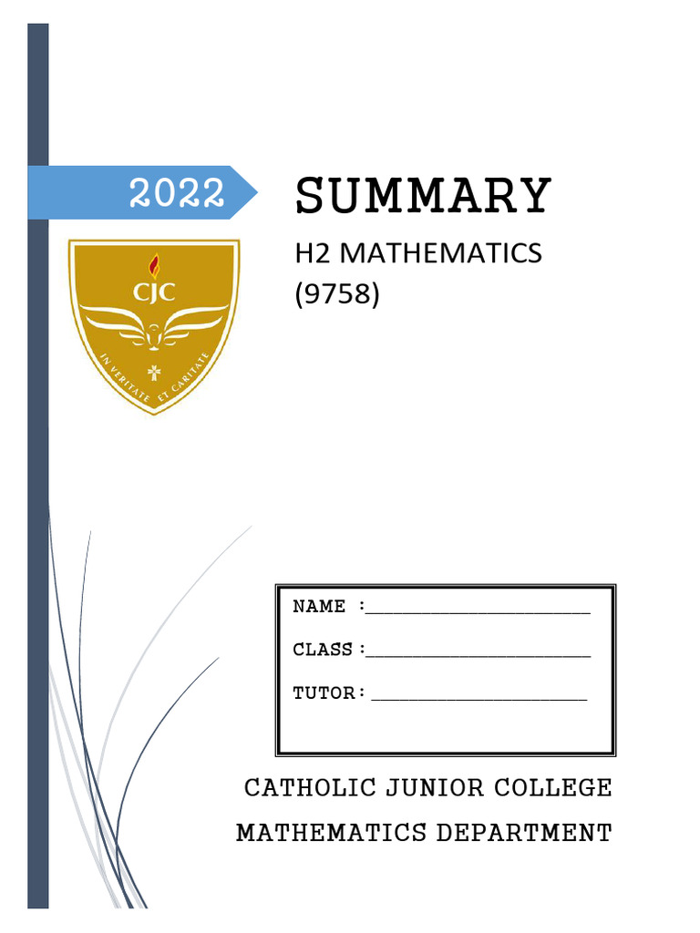 H2 Math Summary Book (2022 Version) | PDF | Asymptote | Function ...