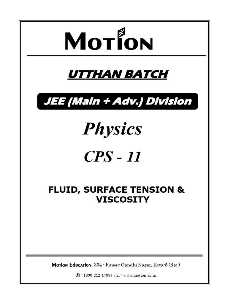 Viscosity and Fluid Dynamics in JEE | PDF | Force | Liquids