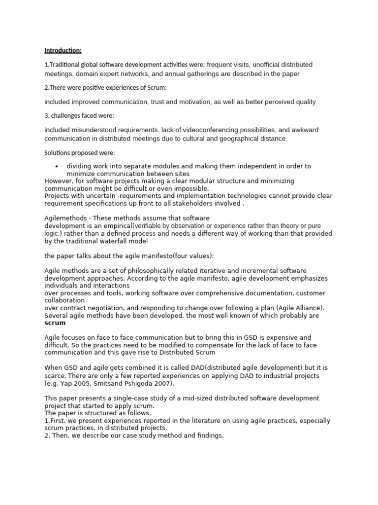 distributed scrum case | PDF | Agile Software Development | Scrum (Software Development)