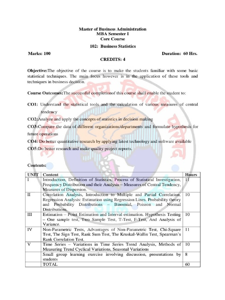 MBA 1st semester Syllabus (1) | PDF