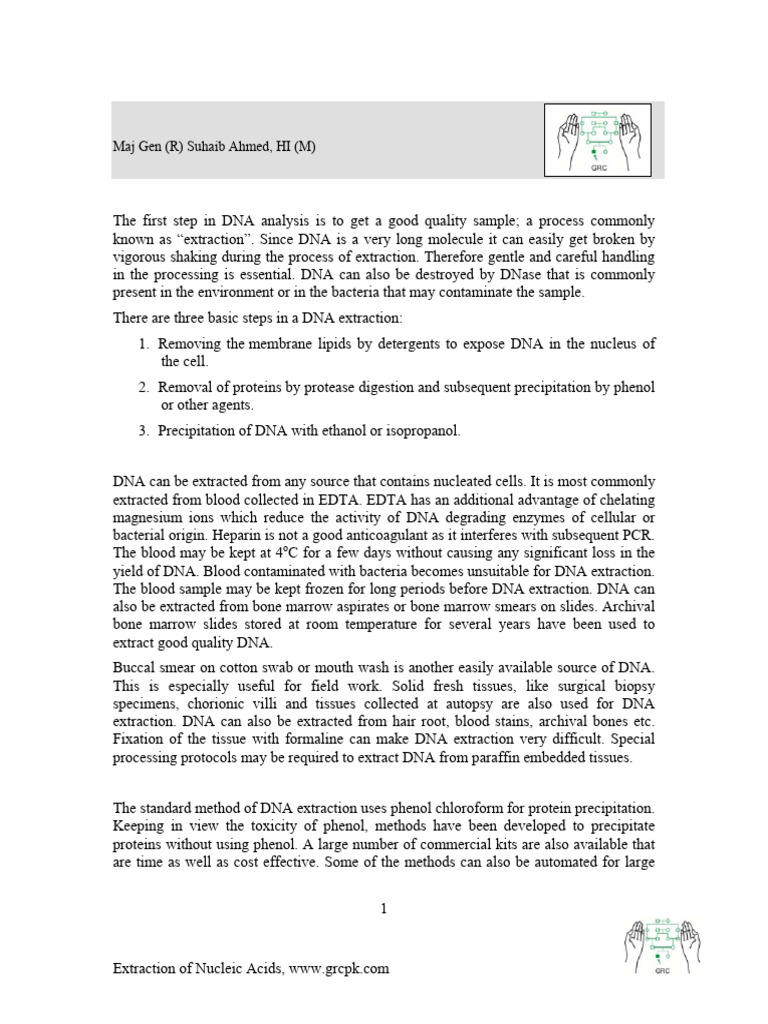 DNA Extraction Methods and Protocols | PDF | Gel Electrophoresis ...