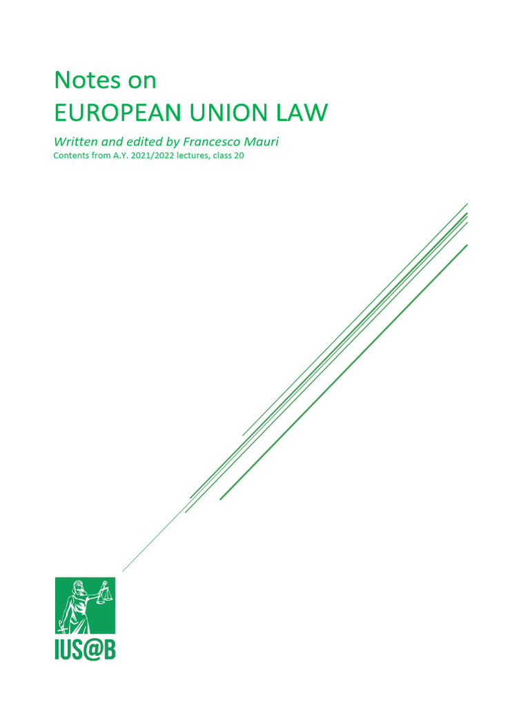 European Union Law Lecture Notes | PDF | European Court Of Justice ...