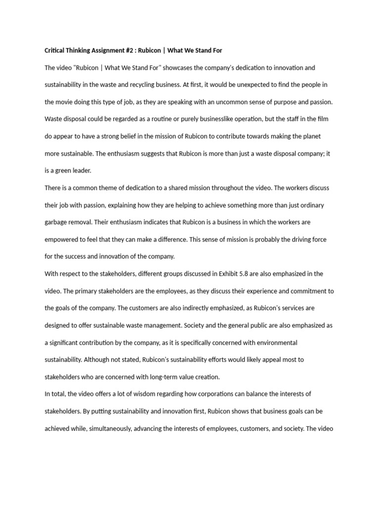 Critical Thinking Assignment#2 | PDF