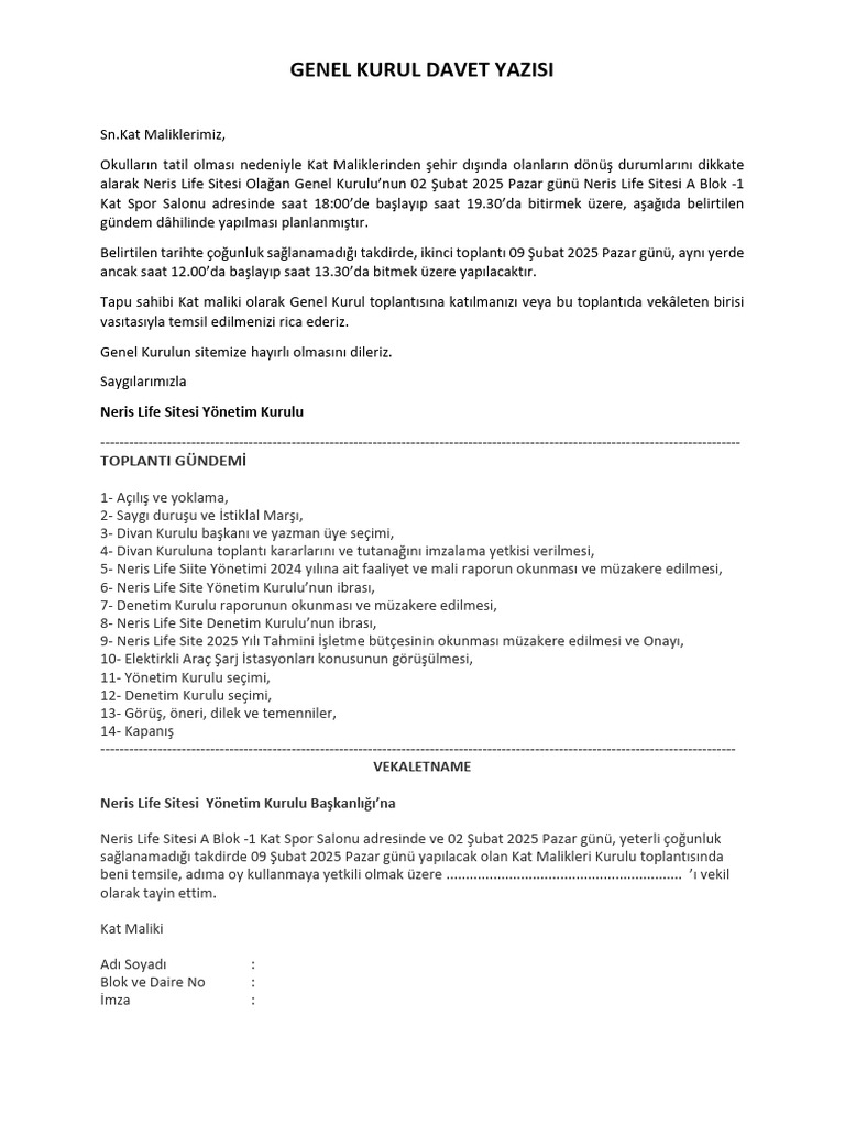 2025 GENEL KURUL DAVETİ | PDF