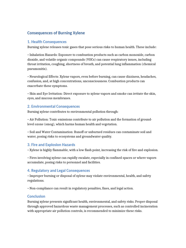 Risks of Xylene Incineration | PDF