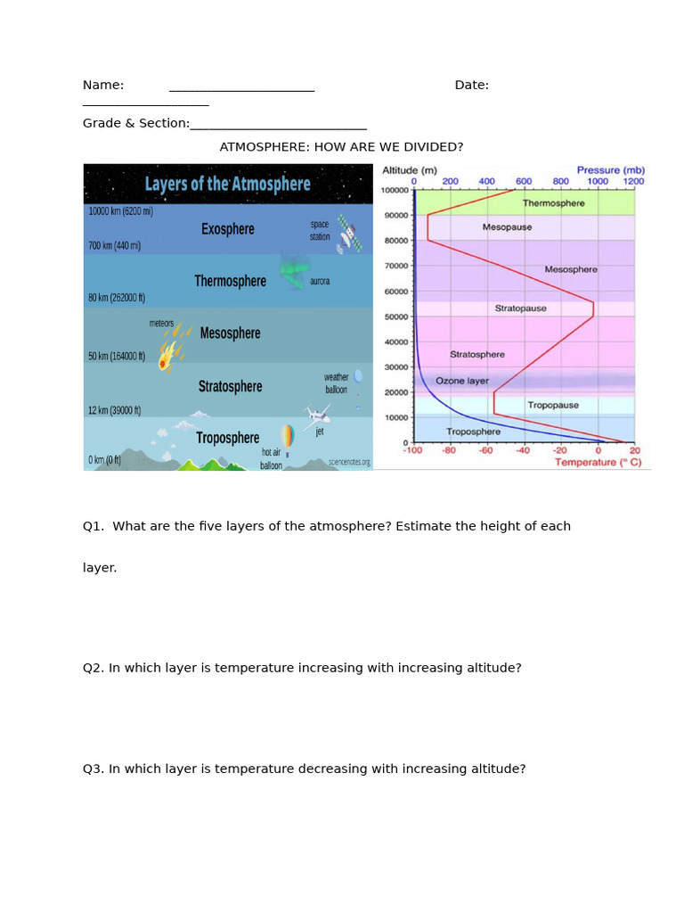 Atmosphere Activity | PDF