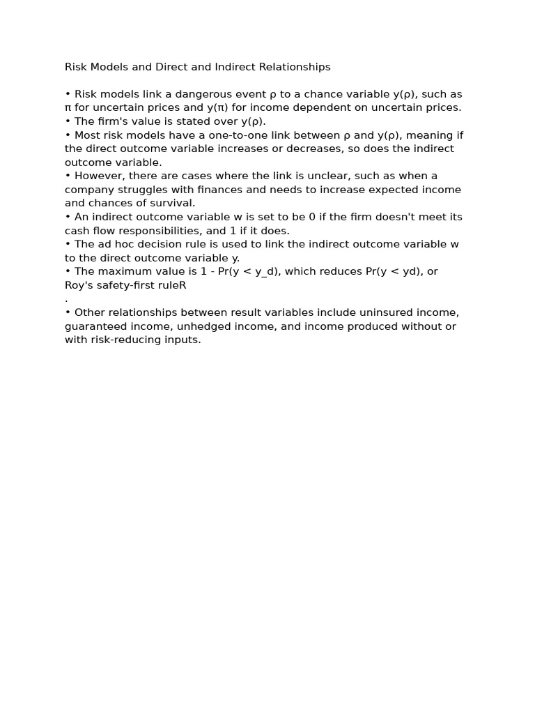 Risk Models: Direct & Indirect Links | PDF