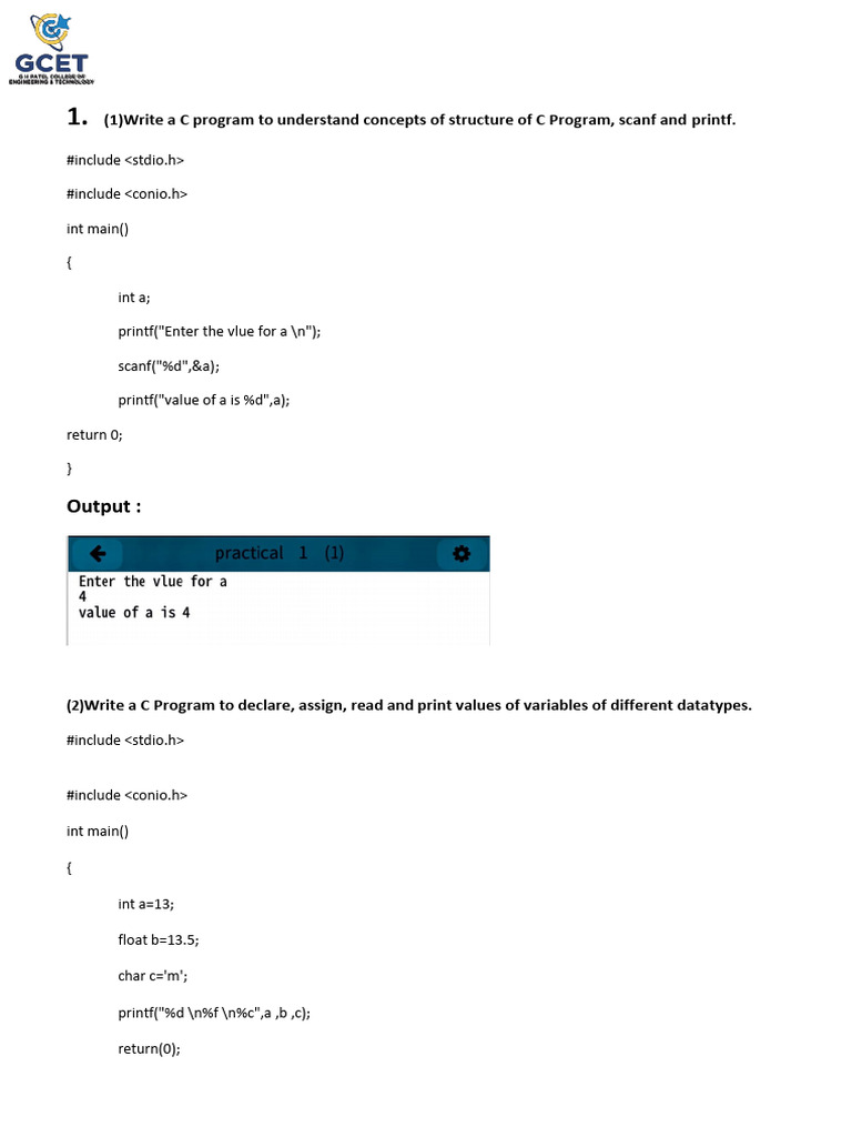 Practical 1B09 12002090501019 | PDF | Integer (Computer Science) | Computer Science