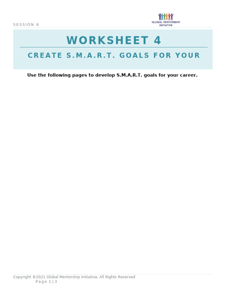 Session 6 - Worksheet 4 SMART Goals | PDF | Data Analysis | Data