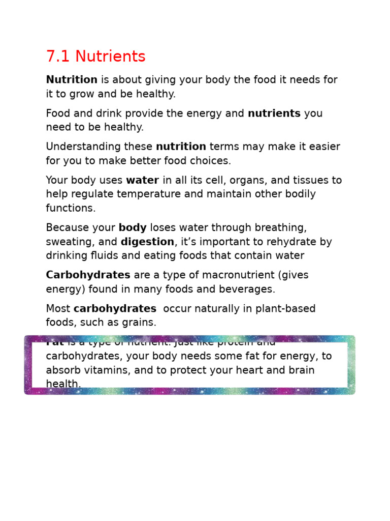 Essential Nutrients for Health | PDF