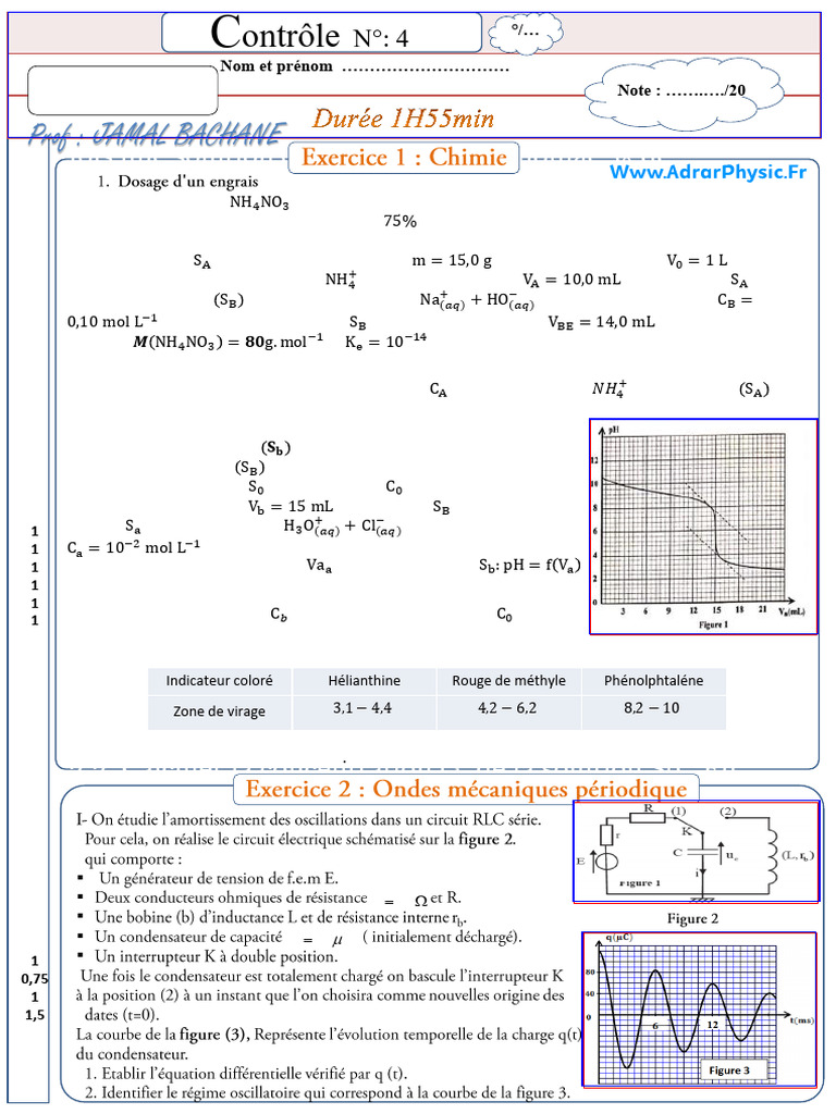Devoir - 1 $ 7 S2 SPC 2BAC | PDF | Ammonium | Ph