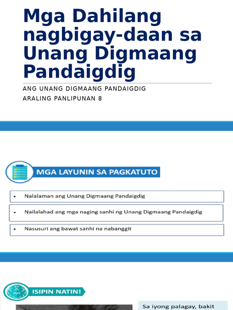 02 Mga Dahilan NG Unang Digmaan | PDF