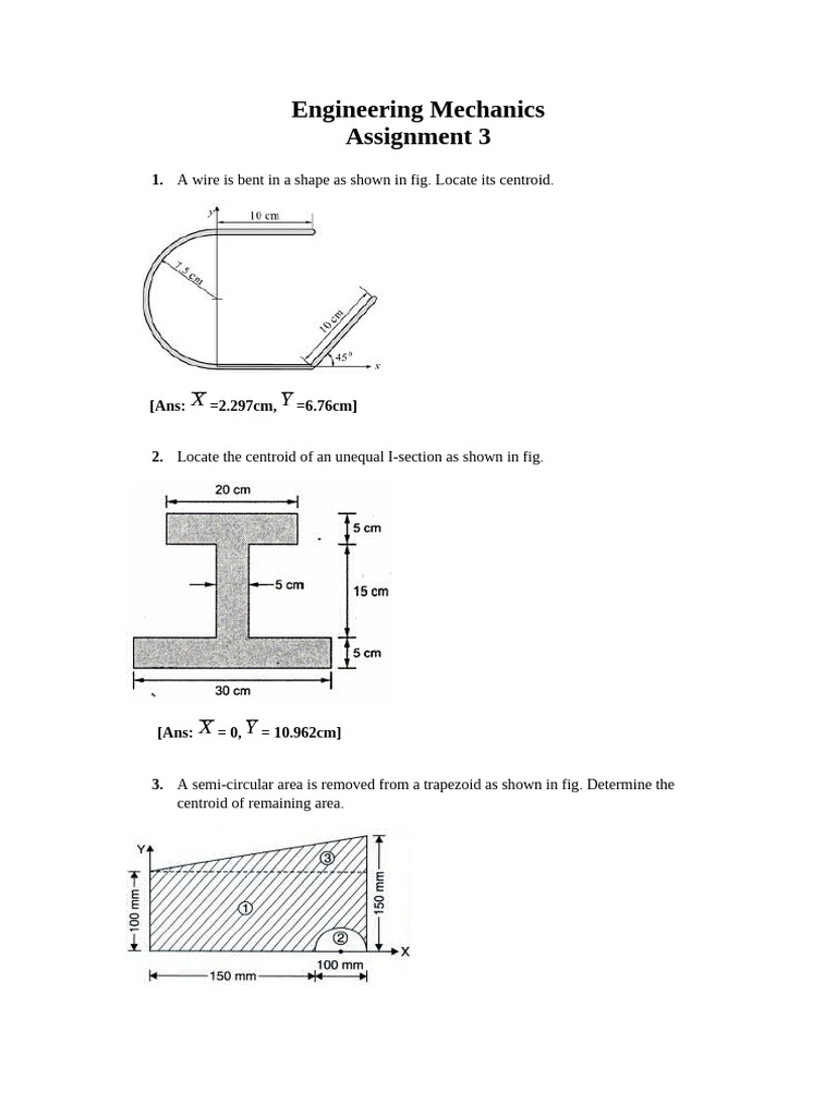 Assignment 3 - Centroid and Moment of Inertia | PDF | Physical Quantities | Classical Geometry