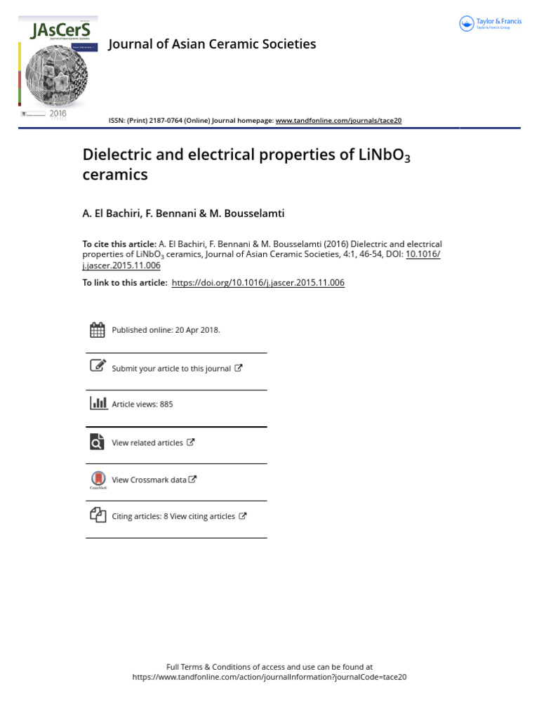 Dielectric Properties of LiNbO3 Ceramics | PDF | Electrical Resistivity ...