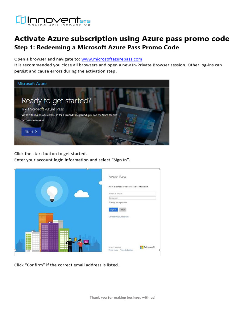How to redeem Azure Pass Promo Code | PDF