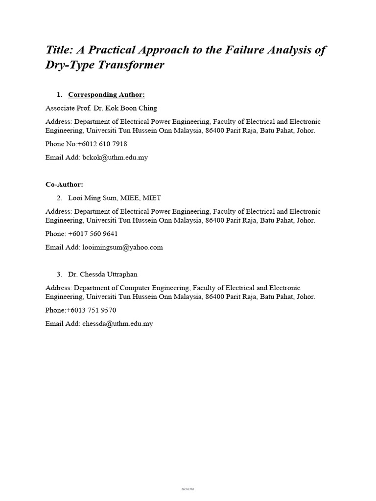 Failure Analysis of Dry Type Transformers | PDF | Transformer | Reliability Engineering