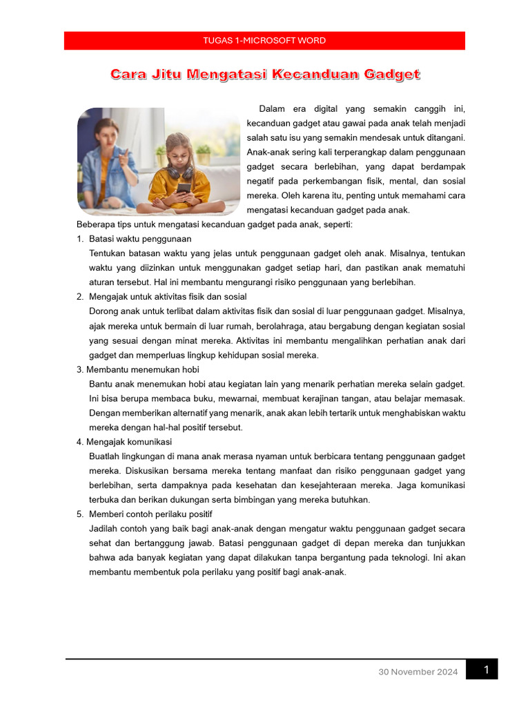 Atasi Kecanduan Gadget pada Anak | PDF
