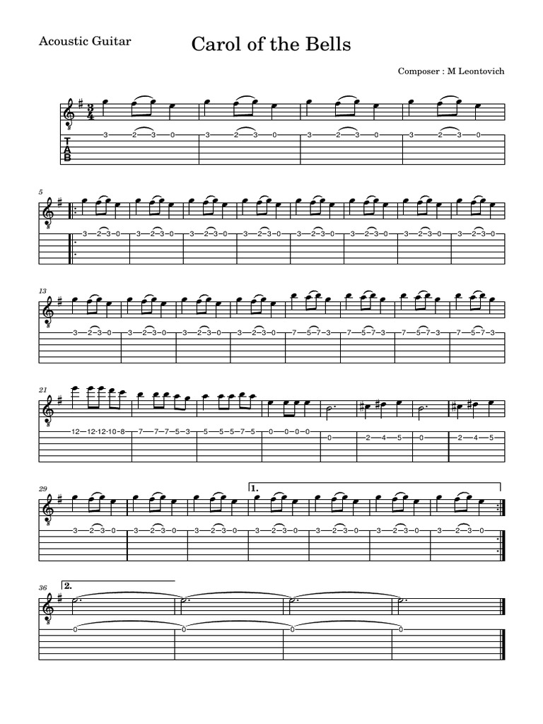 Carol of The Bells - Guitar-Acoustic - Guitar | PDF