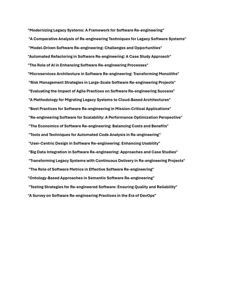 Software Re-engineering Techniques Guide | PDF