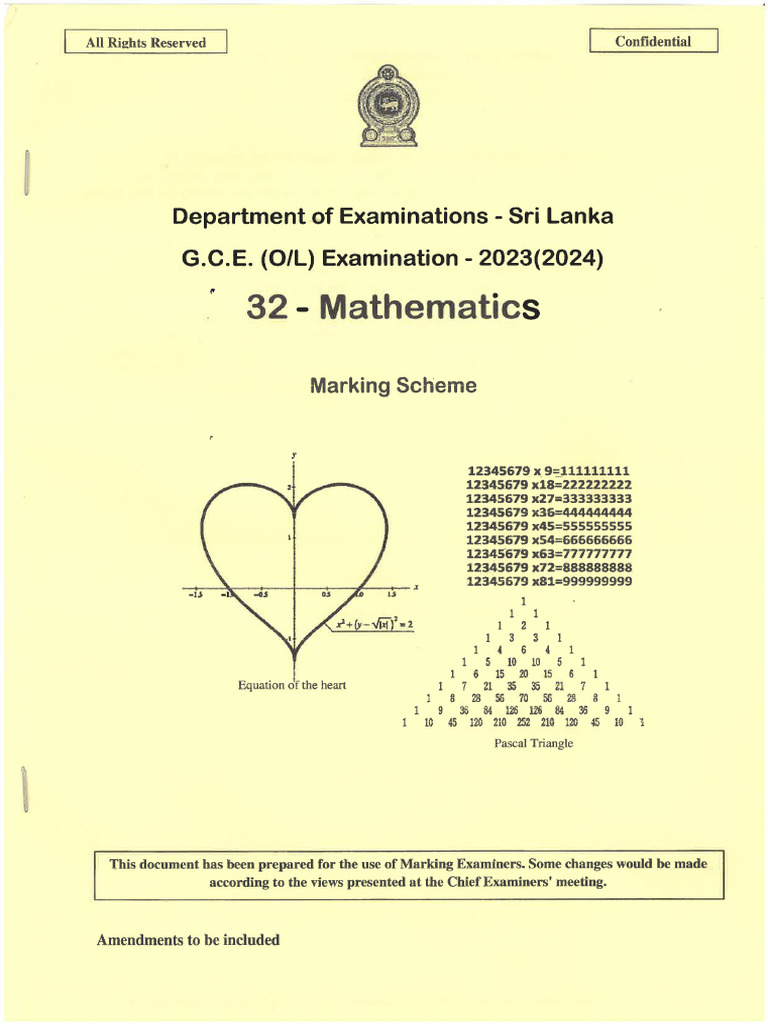OL Maths Marking Scheme English Medium | PDF