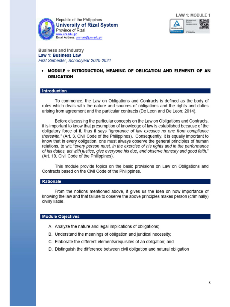 Law 1 Merged Mod 1 13 | PDF | Law Of Obligations | Legal Liability