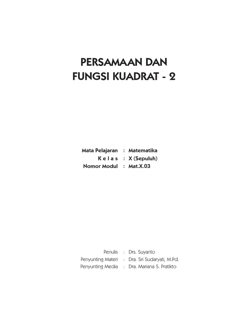 PERSAMAAN_DAN_FUNGSI_KUADRAT_2_1 | PDF