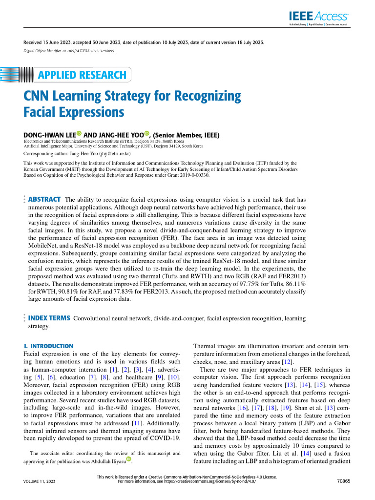 CNN Learning Strategy For Recognizing Facial Expressions | PDF ...