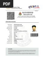 Malaysia eVISA Certificate - VIJAY | PDF