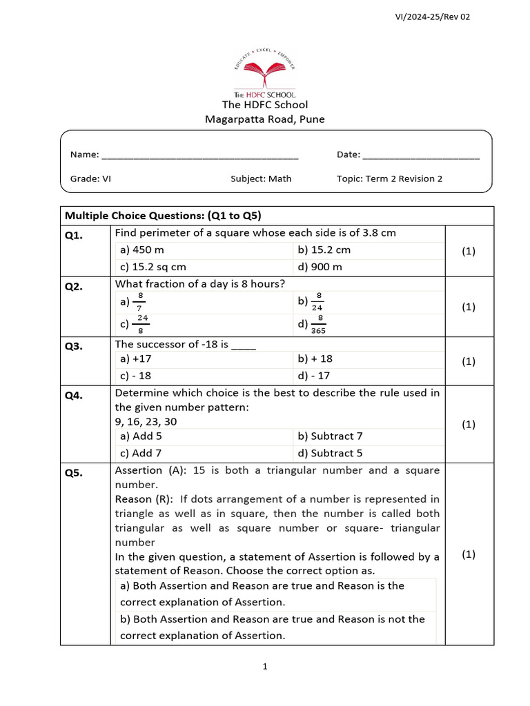 Grade 6 Term 2 Rev 2 | PDF | Elementary Mathematics | Arithmetic