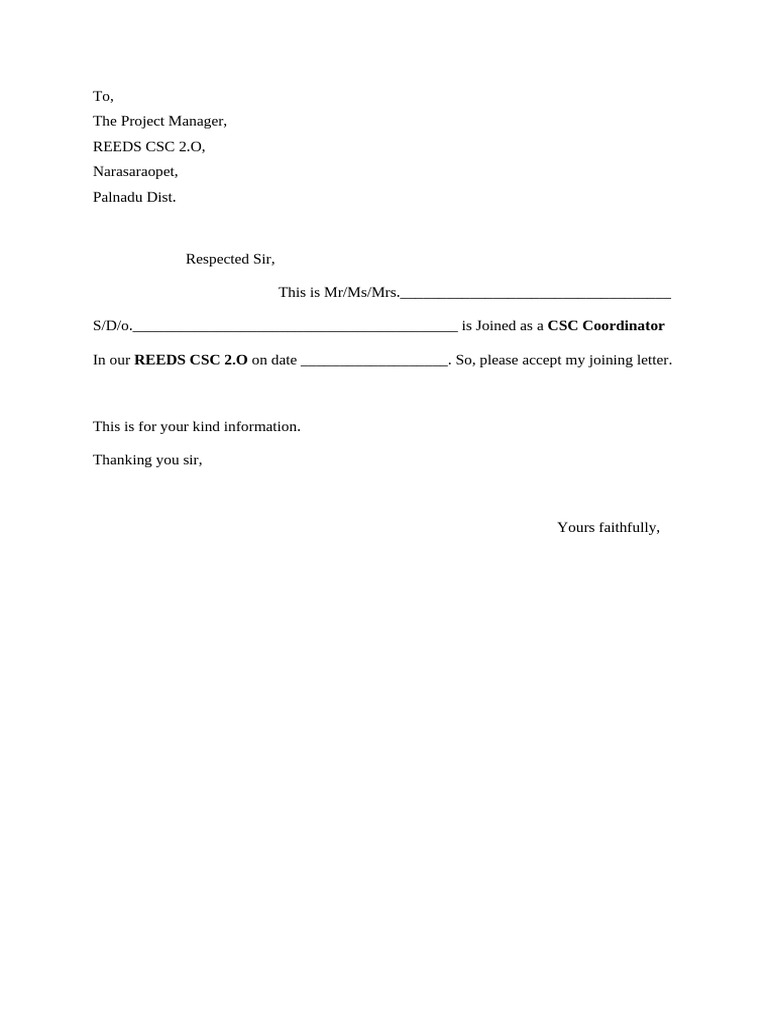 Joining Letter | PDF