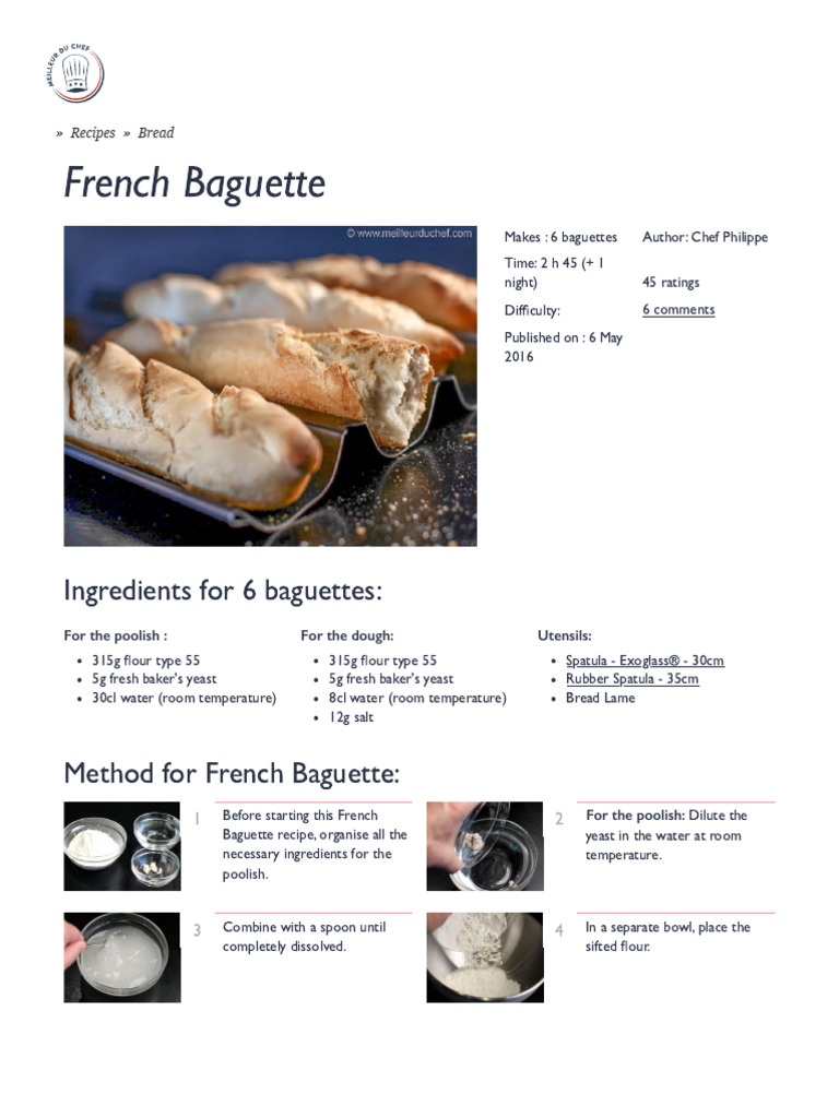 French Baguette - Our Recipe With Photos - Meilleur Du Chef | PDF ...