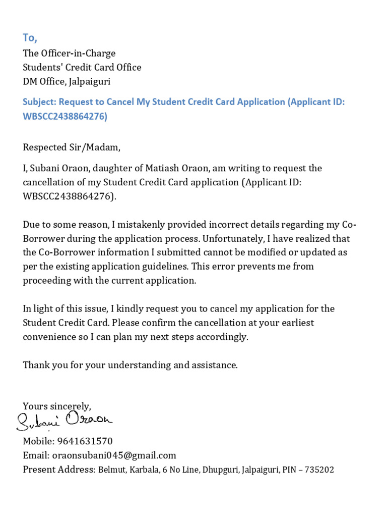 Student Credit Card Cancellation | PDF | Credit Card