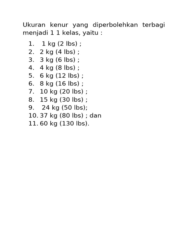 Ukuran Kenur Yang Diperbolehkan Terbagi Menjadi 1 1 Kelas | PDF