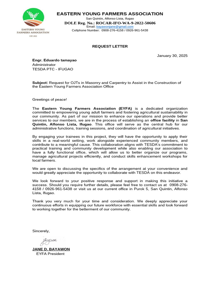 Good Standing Request Letter Tesda | PDF
