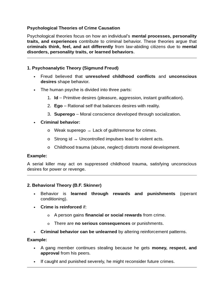 Psychological Causes of Criminal Behavior | PDF | Psychopathy ...
