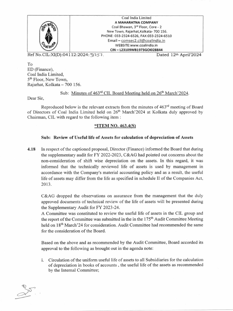 Board Approved Uniform Life of Assets 17.04.2024 | PDF | Accounting ...