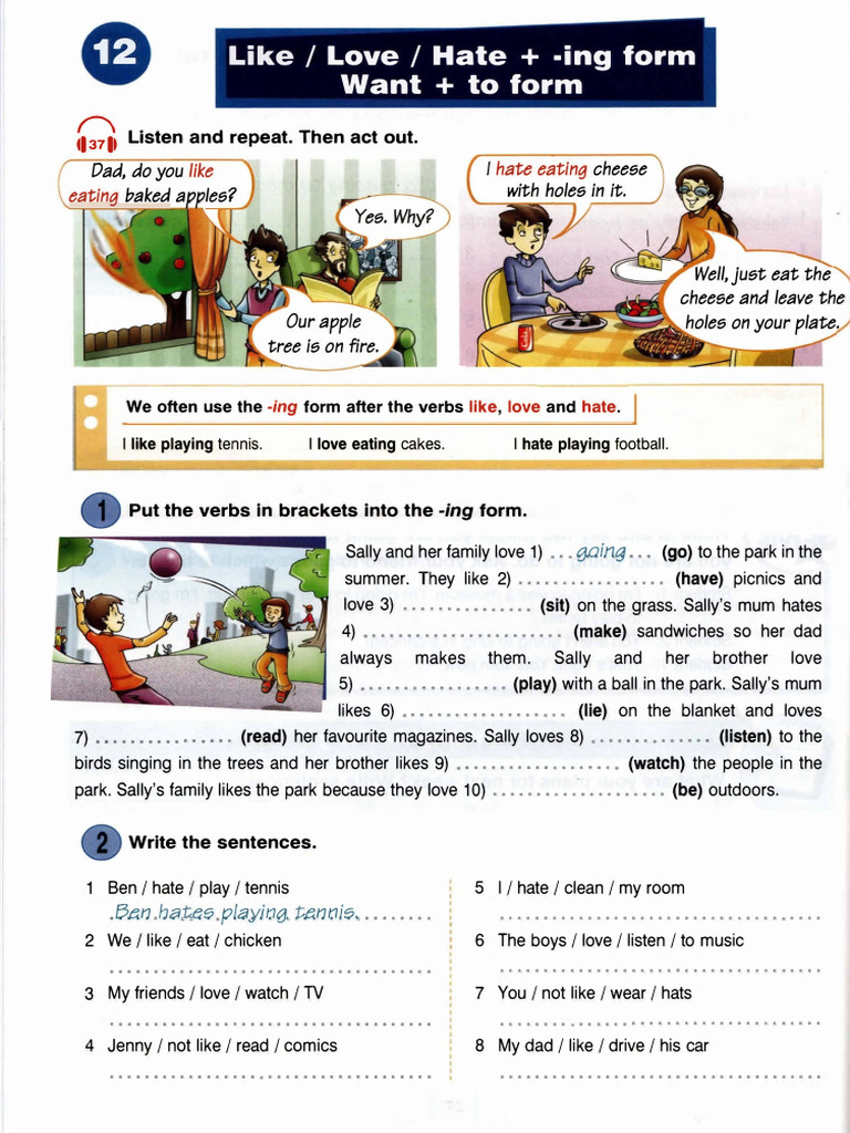 Like, Love, Hate + -ing Form Exercises | PDF
