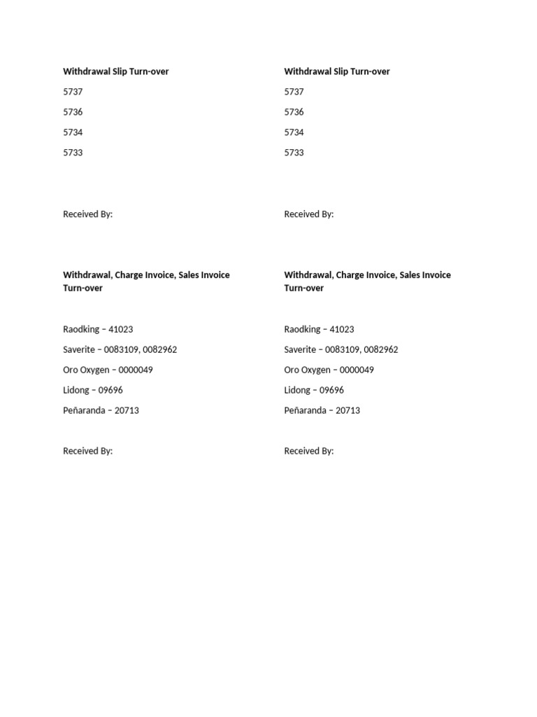 Withdrawal Slip Turn | PDF