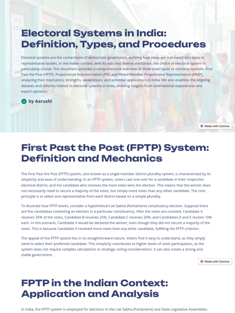 Electoral Systems in India Definition Types and Procedures | PDF ...