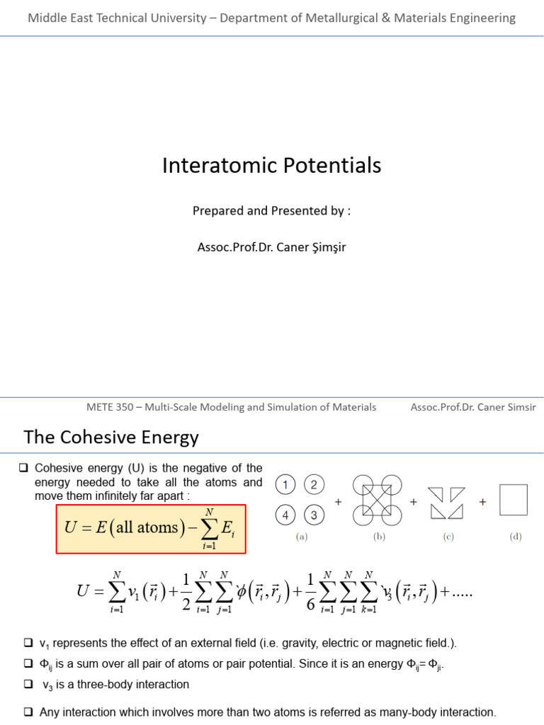 Interatomic Potentials in Materials Science | PDF | Chemical Bond | Physics