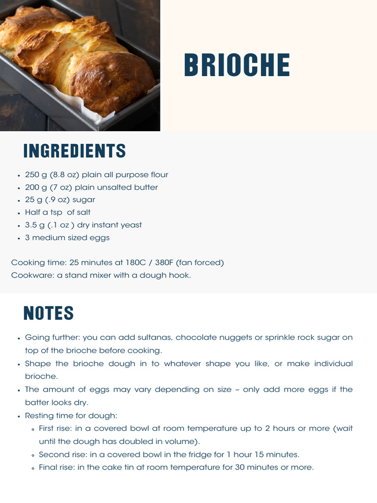 Brioche Baking Guide for Home Cooks | PDF | Dough | Cakes