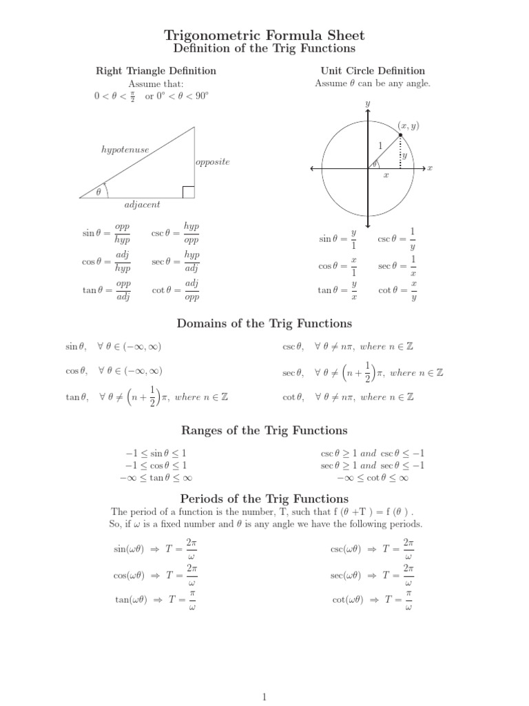 Trigonometric Functions Pdf Mathematical Analysis Geometric Shapes