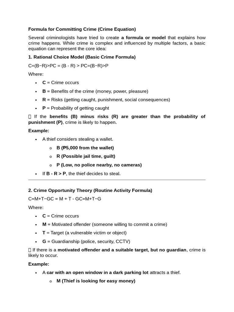 Formula For Committing Crime | PDF