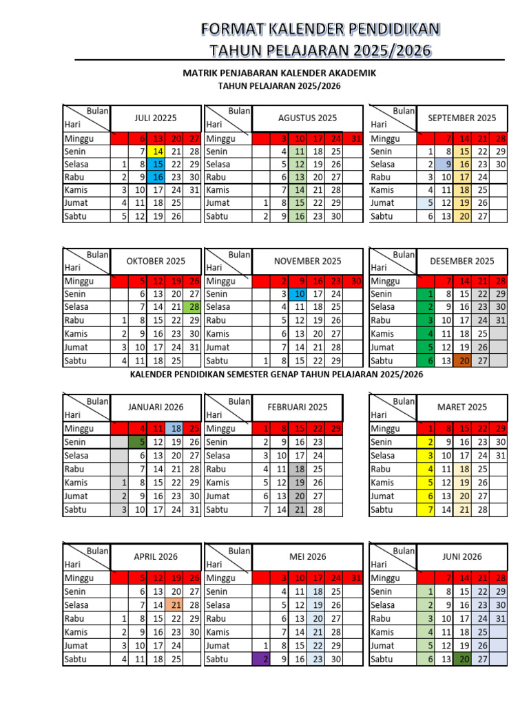 Kalender Pendidikan 2025/2026 Jateng | PDF
