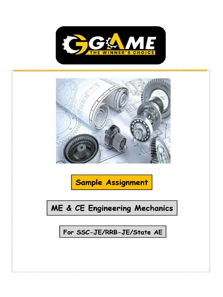 Engineering Mechanics -Sample Assignment -- SSC JE_5198c164-e388-4d26 ...
